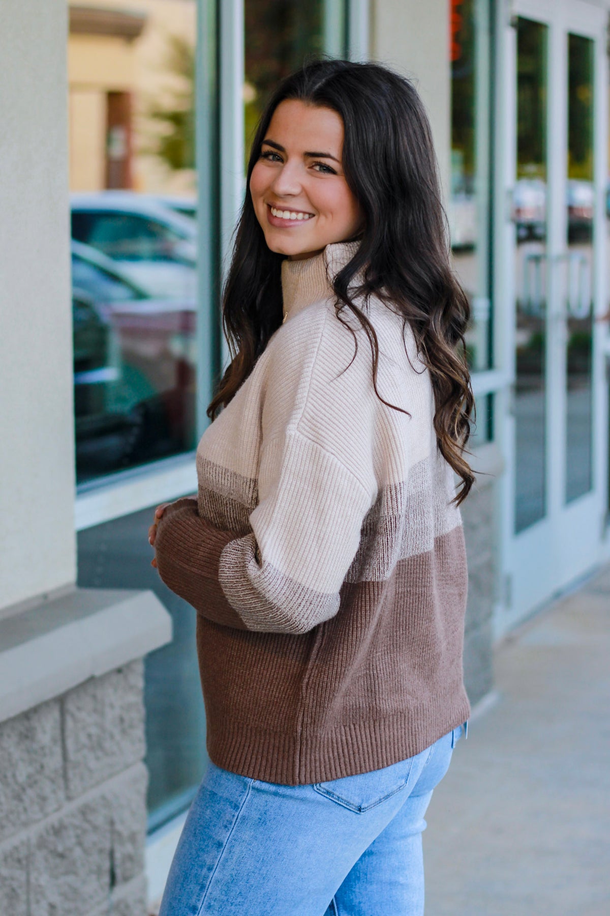 A Day at the Cafe Striped Sweater - Allure Clothing Boutique