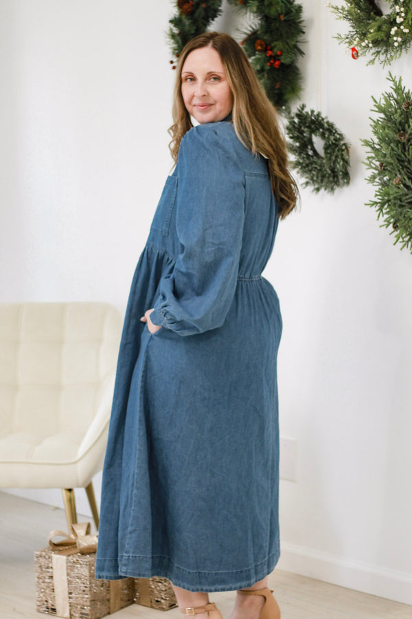 Denim Darling Midi Dress - Allure Clothing Boutique