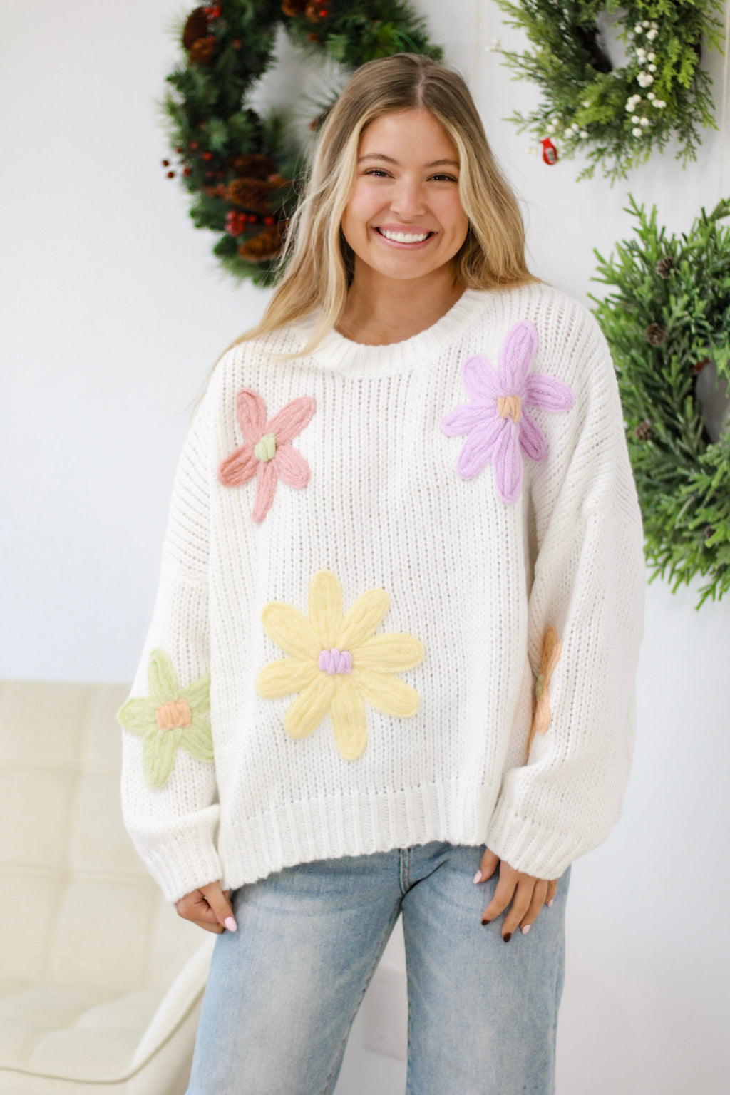Soft & Sweet Floral Sweater – Allure Clothing Boutique