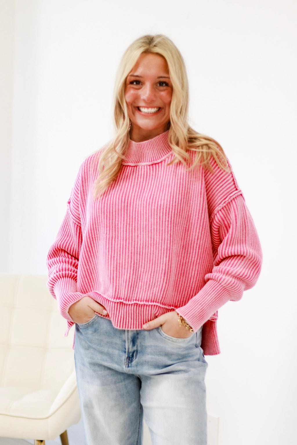 Wound Tight Oversized Sweater in Pink – Allure Clothing Boutique