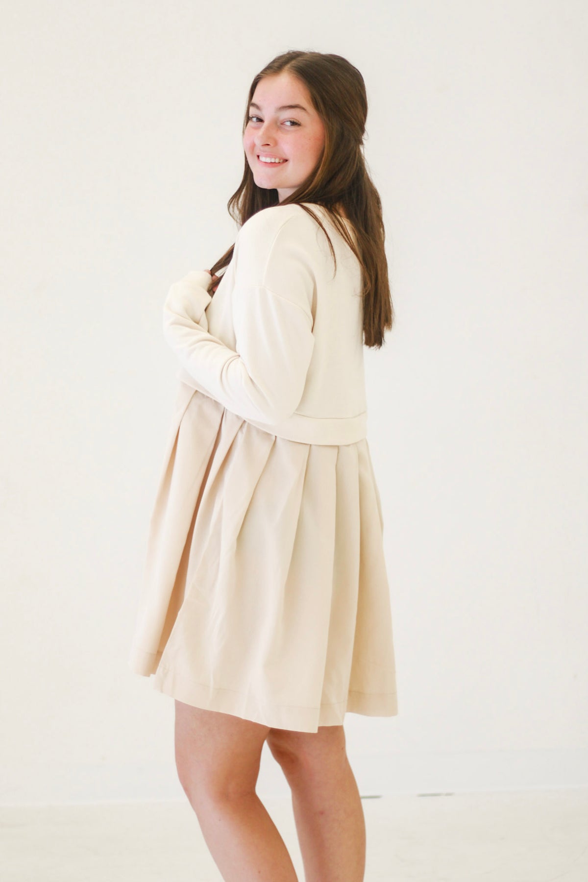 Hug Me Tight Mini Dress in Stone - Allure Clothing Boutique